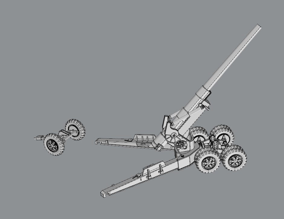 Howitzer 155mm Long Tom - US Army - Bolt Action - wargame3d- 28mm Scal