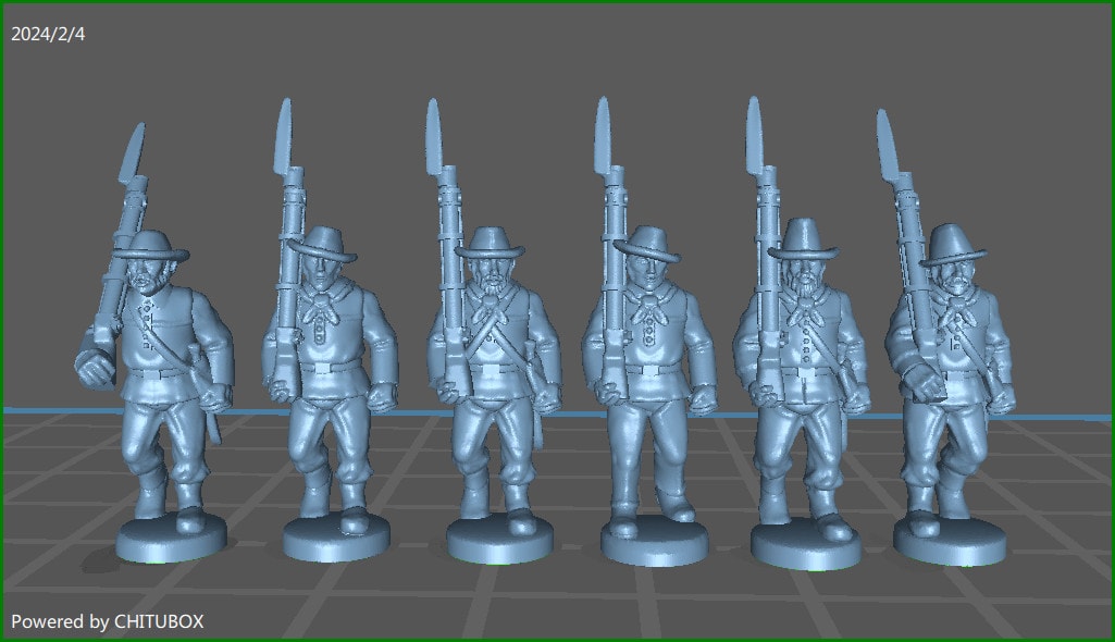 15mm Piedmont Garibaldini marching with hat 1858-66 - 6 minis