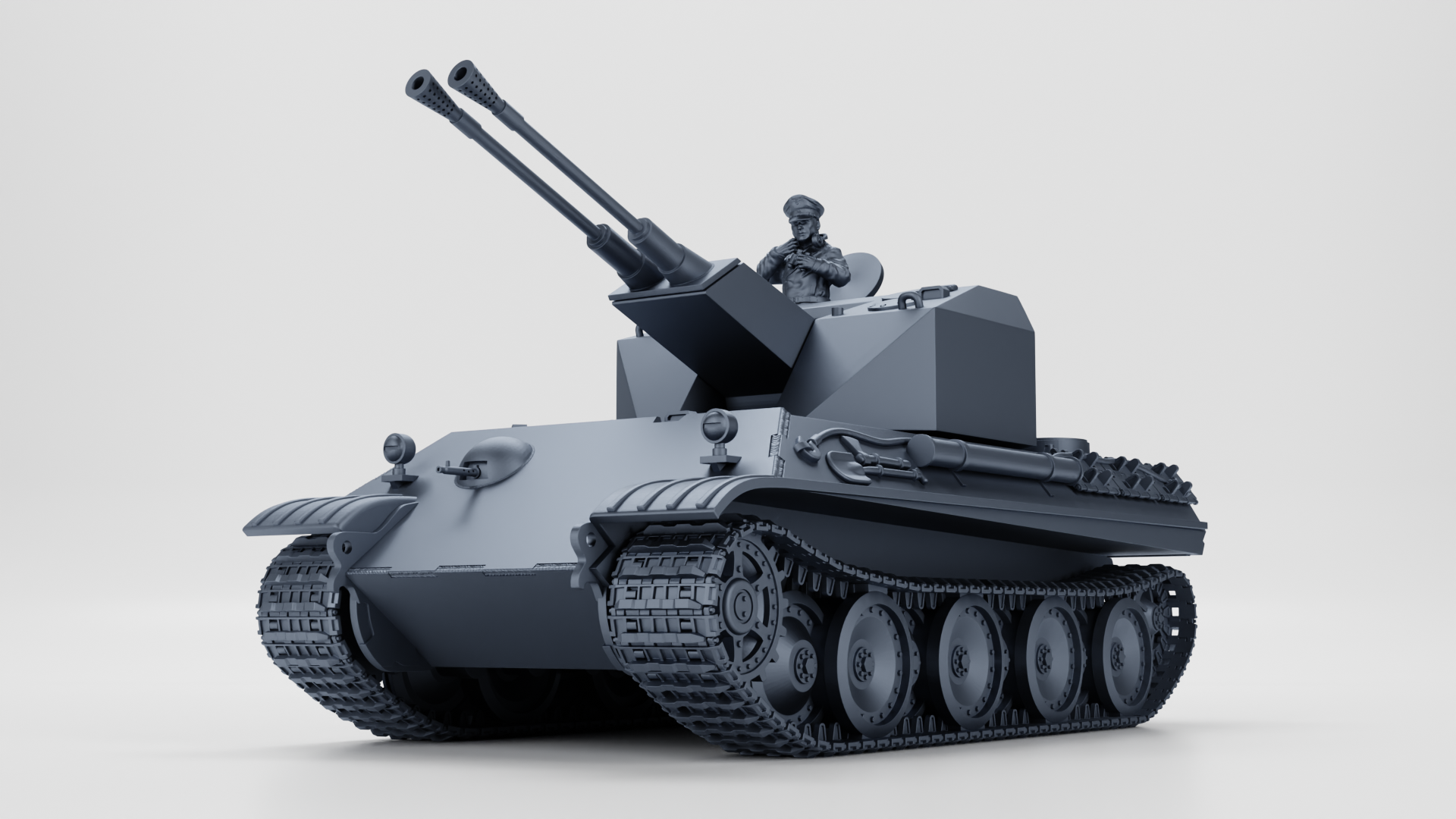 Flakpanzer V Coelian + 3 Tankmen - WWII - German Army - wargame3d- 28m