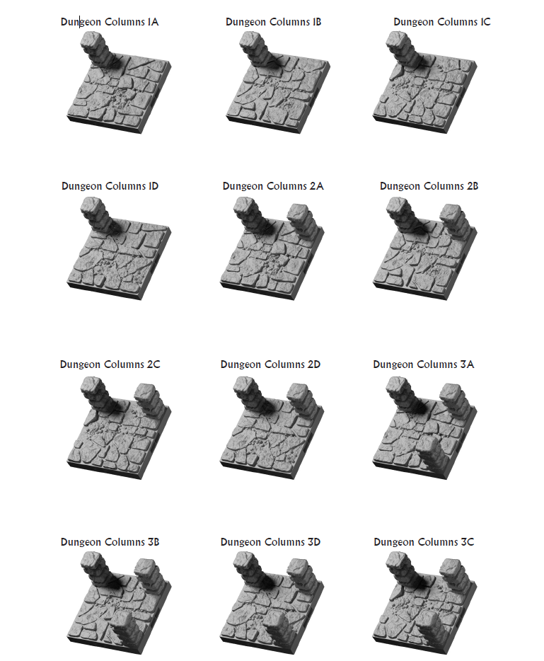 Lost Dungeon Columns - 28 mm / 1" - DragonLock - DND - Pathfinder - RP