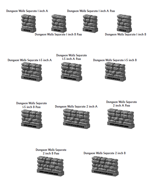 Lost Dungeon Separate Walls - 28 mm / 1" - DragonLock - DND - Pathfind