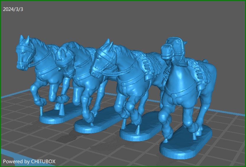 28mm Neapolitan Cavalry Horses charging - 4 minis