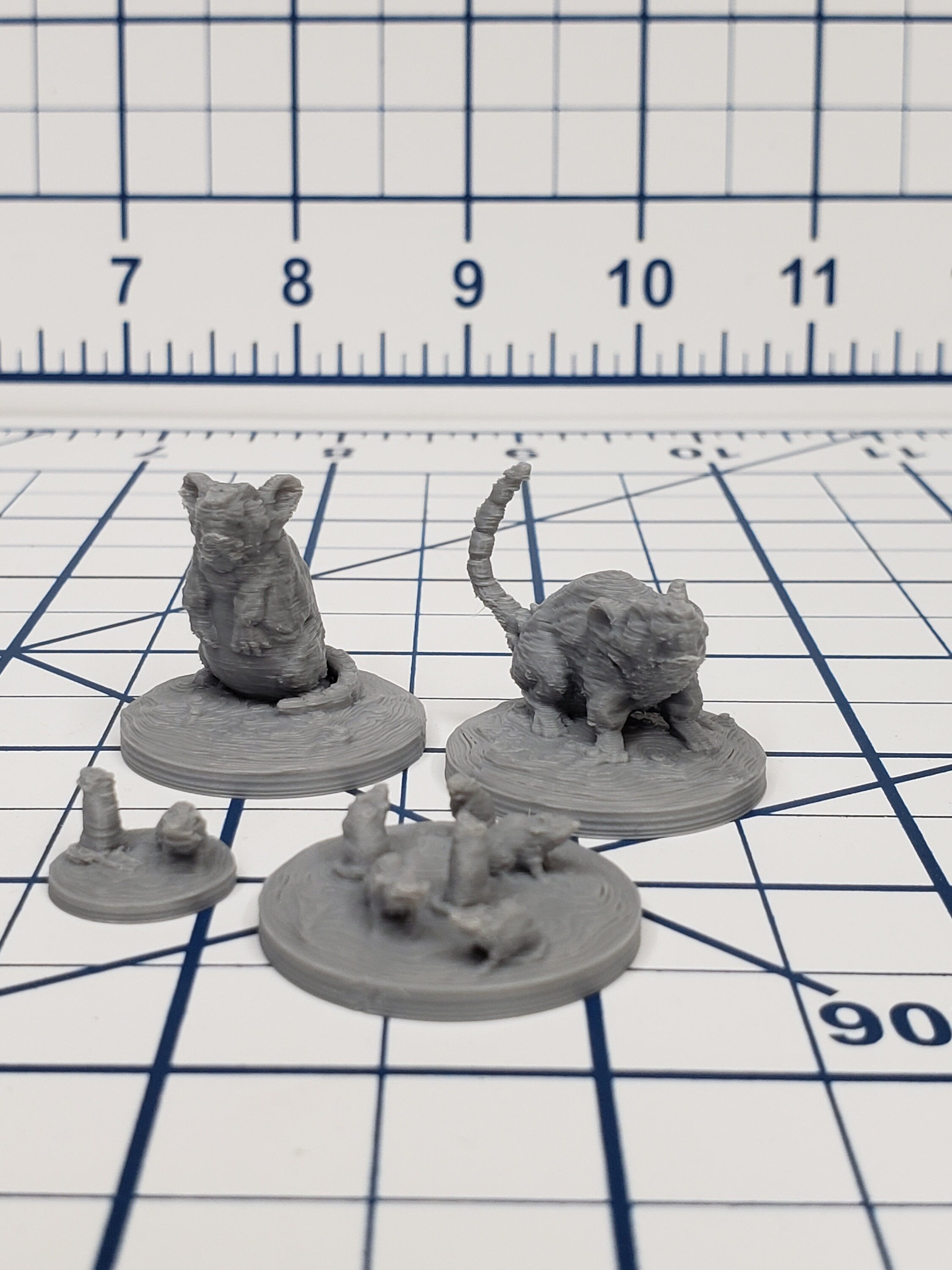 Rats! Set of 4 Minis - DND - Pathfinder - RPG - Dungeon & Dragons - Mi