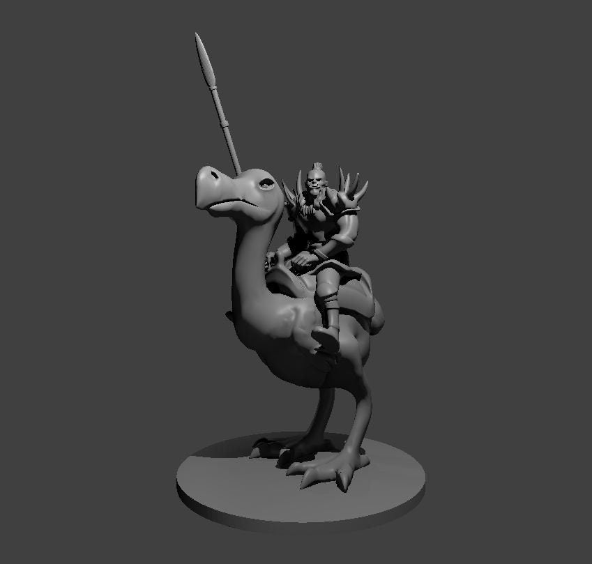 Orc Axe Beak Rider Mini - DND - Pathfinder - Dungeons & Dragons - RPG