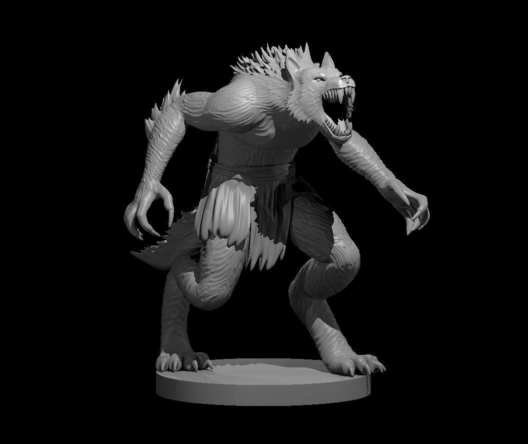 Werewolf Mini - DND - Pathfinder - Dungeons & Dragons - RPG - Tabletop