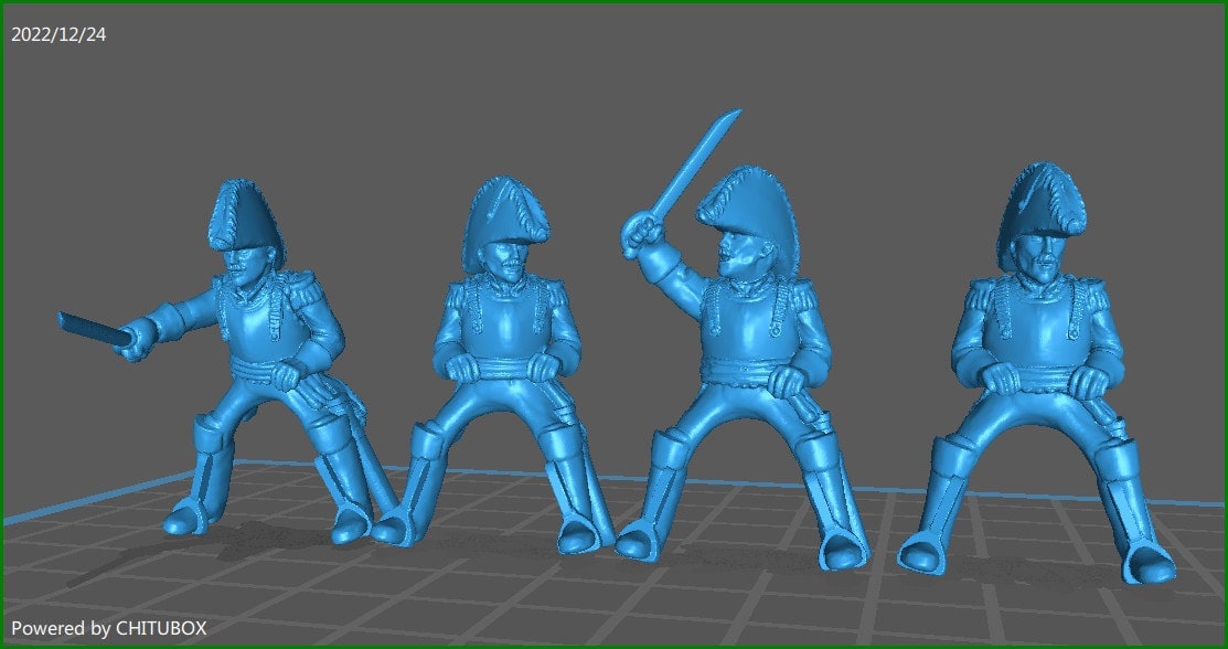 French Cuirassiers Generals - 4 Mini - 28 mm Scale - Great for Tableto