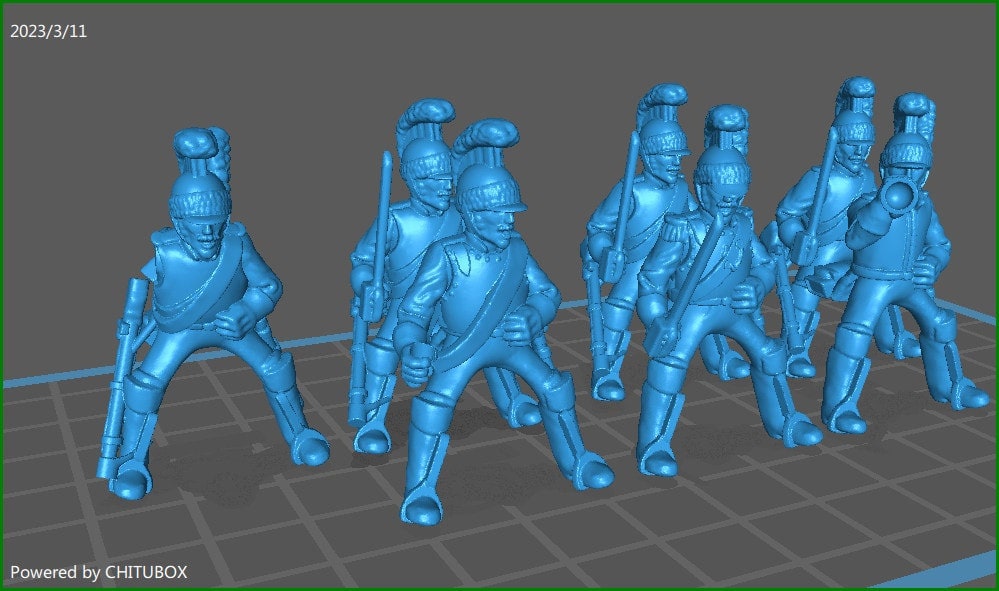 Saxon Kurassiers rgt 1810-14 - 7 Mini - 28 mm Scale - Great for Tablet