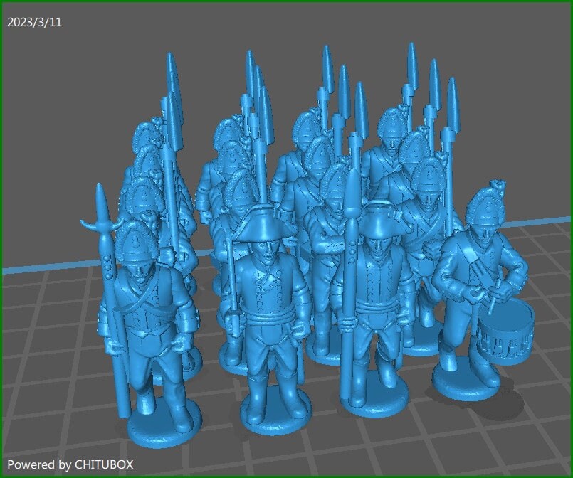 Prussian grenadier btg 1806-08 - 16 Minis - 28 mm Scale - Great for Ta