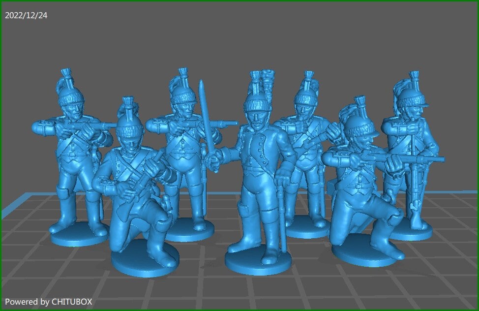 French dismounted Dragoons 1805-12 - 7 Mini - 28 mm Scale - Great for