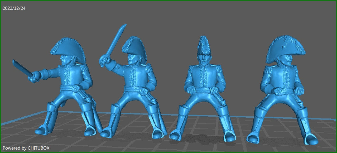 French Generals - 4 Mini - 28 mm Scale - Great for Tabletop War Games